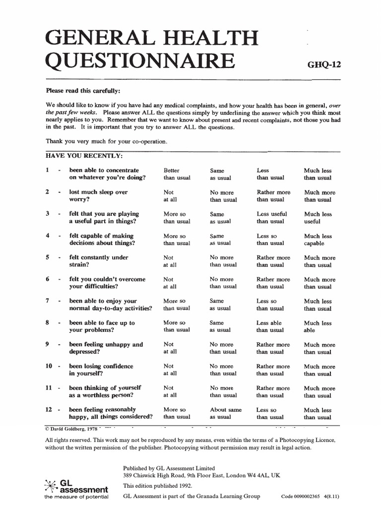 GHQ 12 PDF | PDF