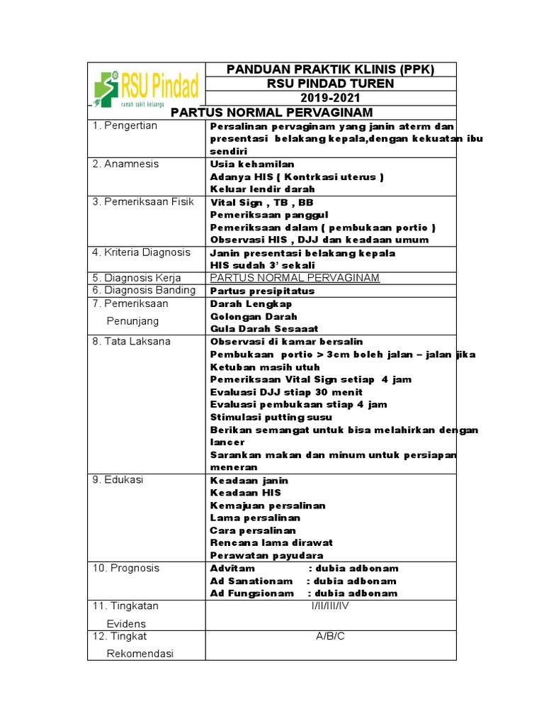 PPK Partus Normal Pervaginam | PDF