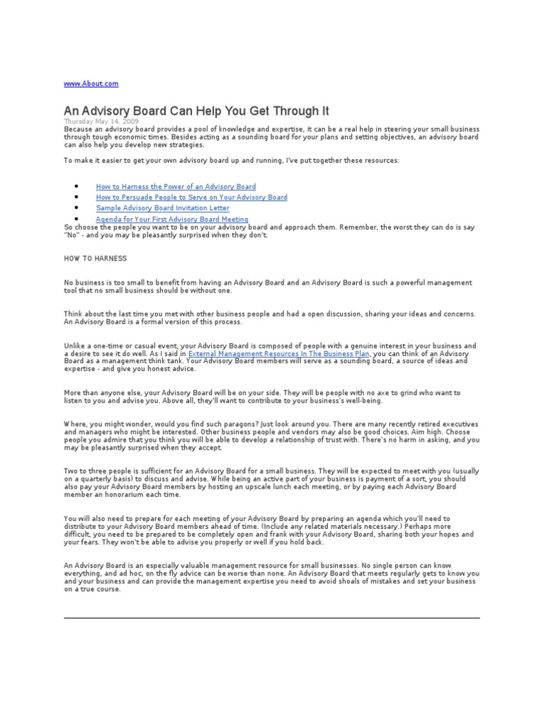 Building an Effective Advisory Board | PDF | Board Of Directors | Business