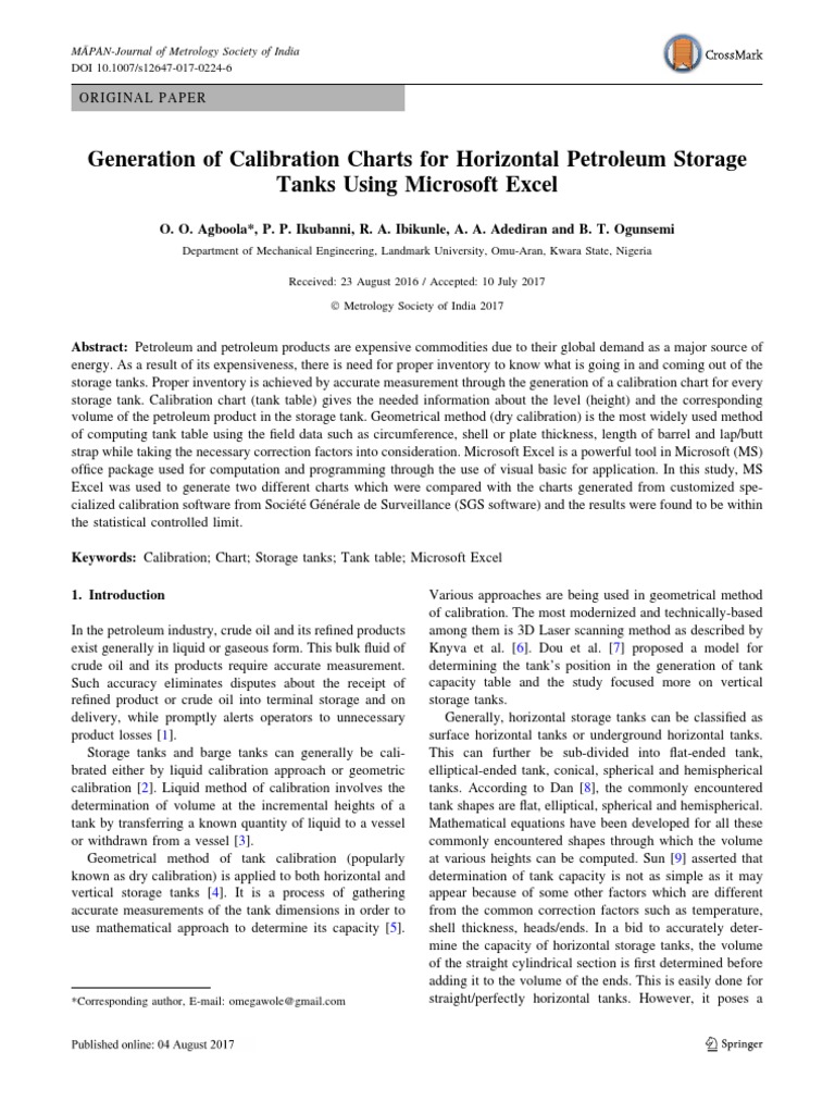 Generation of Calibration Charts For Horizontal Petroleum Storage | PDF ...