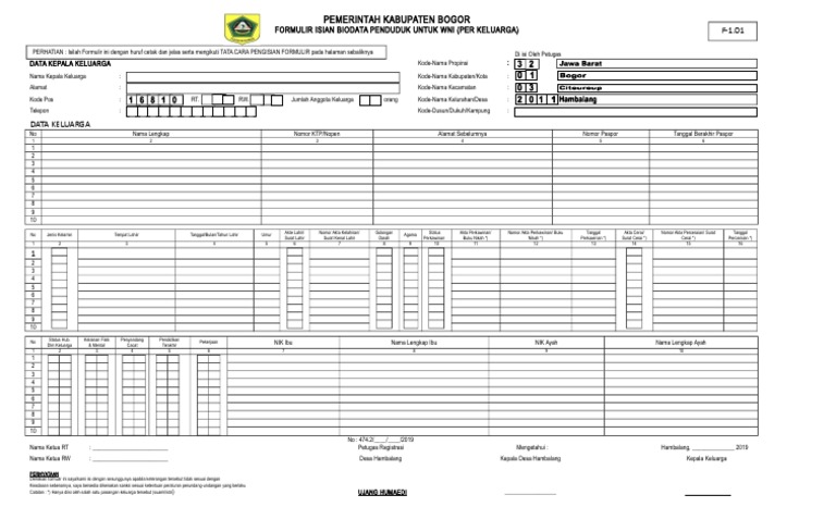 FORM F.101 KK Hambalang | PDF