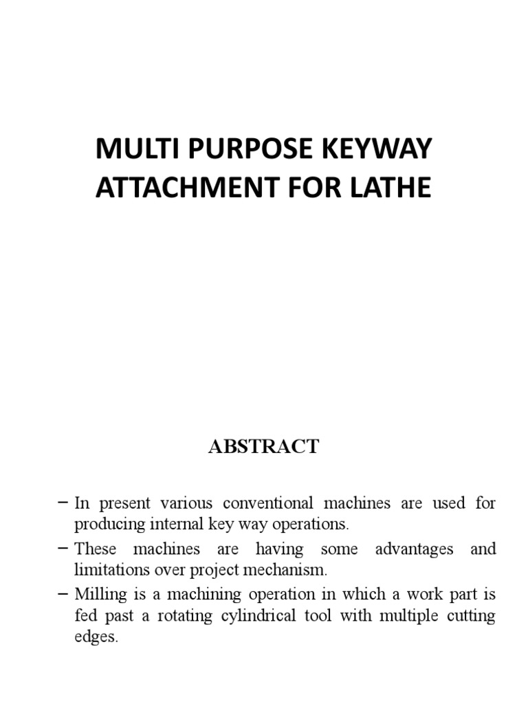 Multi Purpose Keyway Attachment For Lathe | PDF