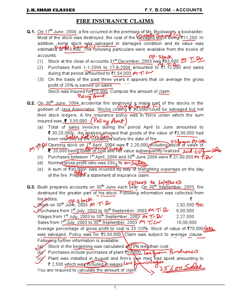 Fire Insurance Claim | PDF | Stocks | Insurance