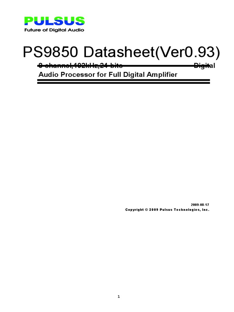 Ic ps9850 | PDF | Equalization (Audio) | Digital Audio