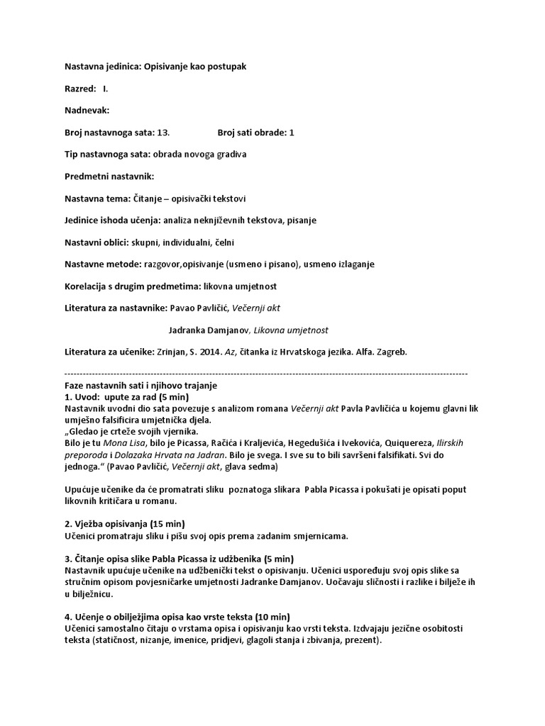 Opisivanje Kao Postupak | PDF