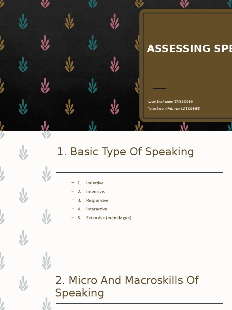 Assessing Speaking | PDF | Translations | Speech