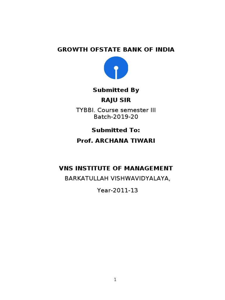 Growth of State Bank of India Analysis | PDF | Qualitative Research ...