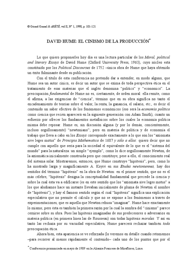 Gérard Granel - David Hume. El Cinismo de La Producción | PDF | David ...