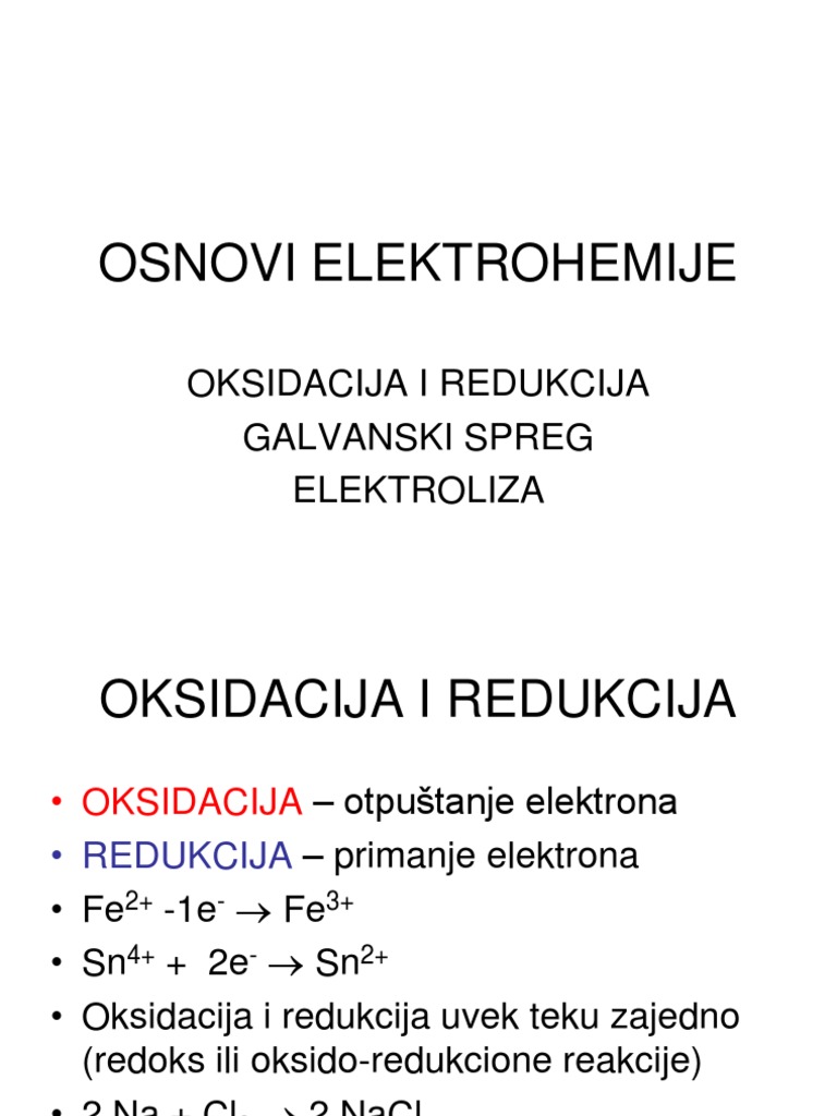 Hemija Oksidoredukcije I Elektrohemija PDF | PDF