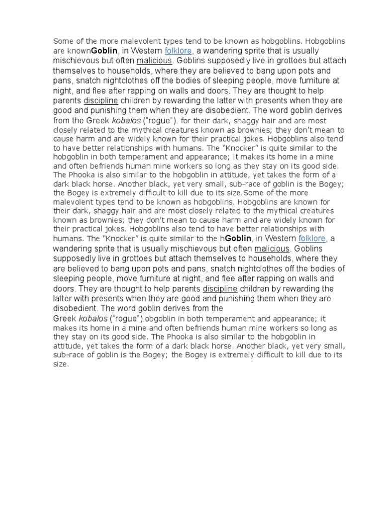 Goblin | PDF | Germanic Legendary Creatures | Folklore