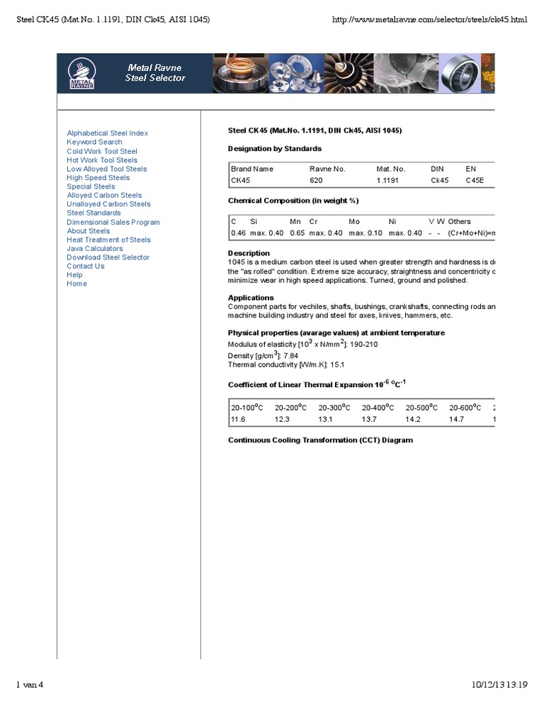 CK45 (Mat - No. 1.1191, DIN Ck45, AISI 1045) | PDF | Annealing (Metallurgy) | Steel