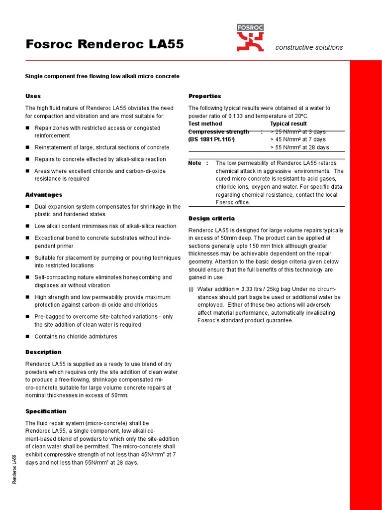 Renderoc LA55 | PDF | Concrete | Water