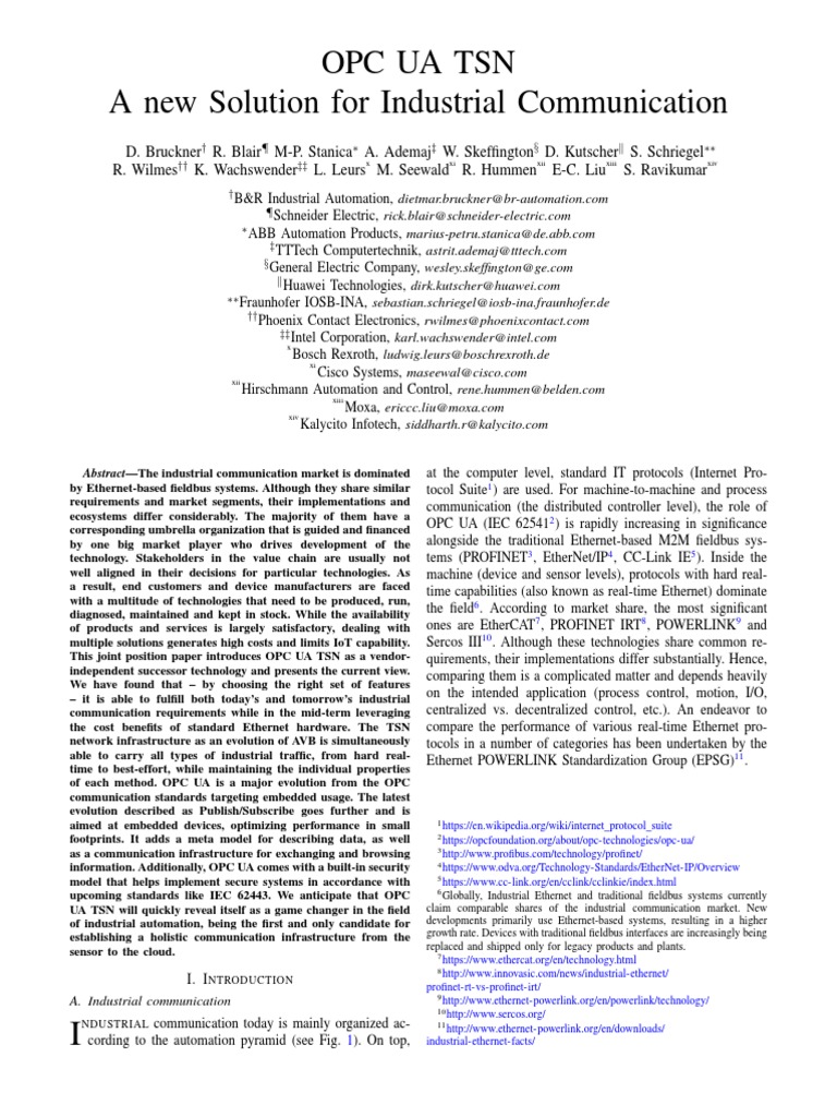 OPC UA TSN: Revolutionizing Industrial Communication | PDF | Network ...