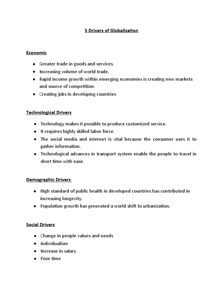 Key Drivers of Globalization Explained | PDF