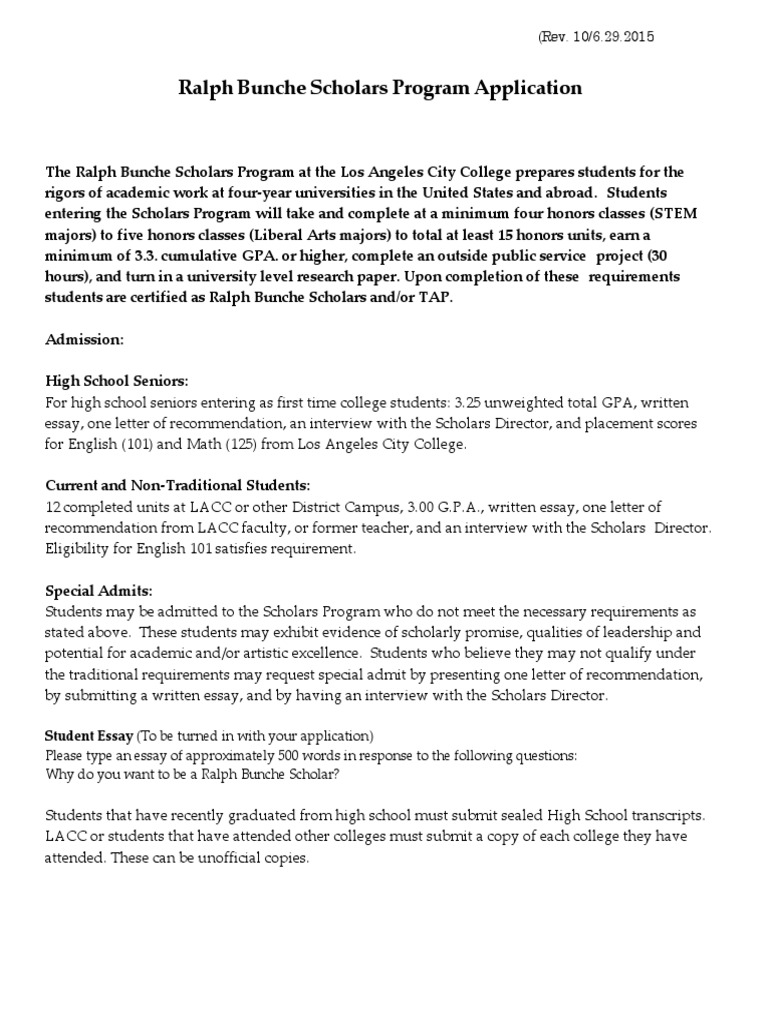 Ralph Bunche Application PDF | PDF | University And College Admission ...