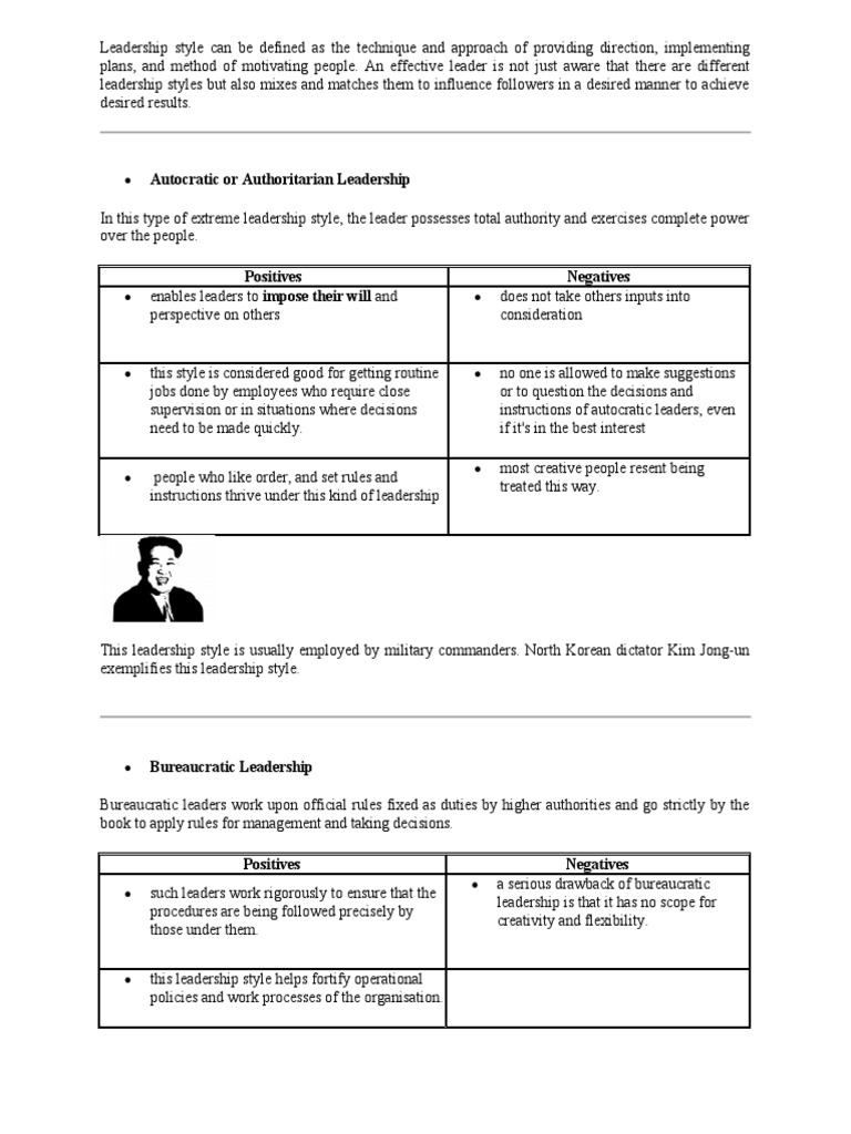 Leadership Styles With Examples | PDF | Servant Leadership | Leadership