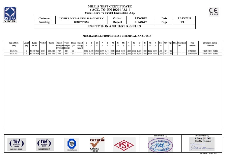 GK 3167 Serti̇fi̇ka | PDF | Materials Science | Mechanical Engineering