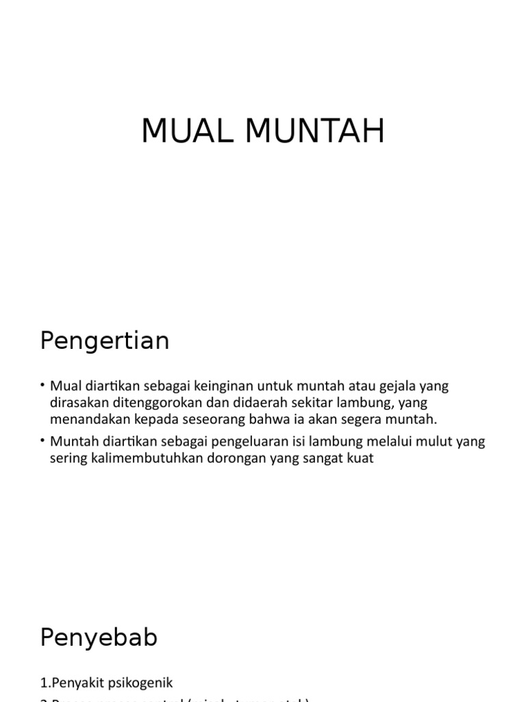 Pengertian Mual dan Muntah serta Pengobatannya | PDF