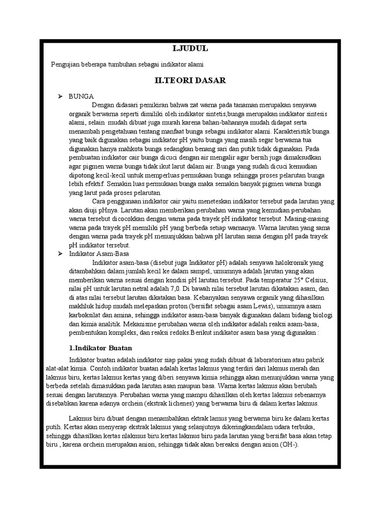 Indikator Alami dari Bunga untuk pH | PDF | Memasak, Makanan, & Anggur