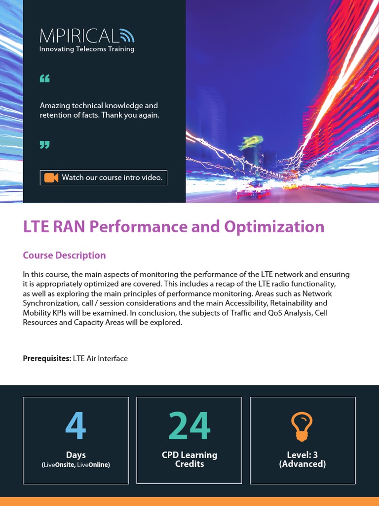 LTE RAN Performance and Optimization | PDF | Lte (Telecommunication ...