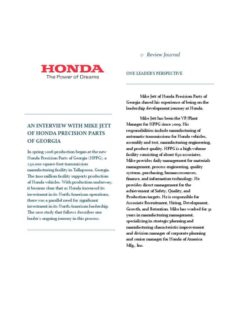 Review Journal Honda | PDF | Honda | Leadership