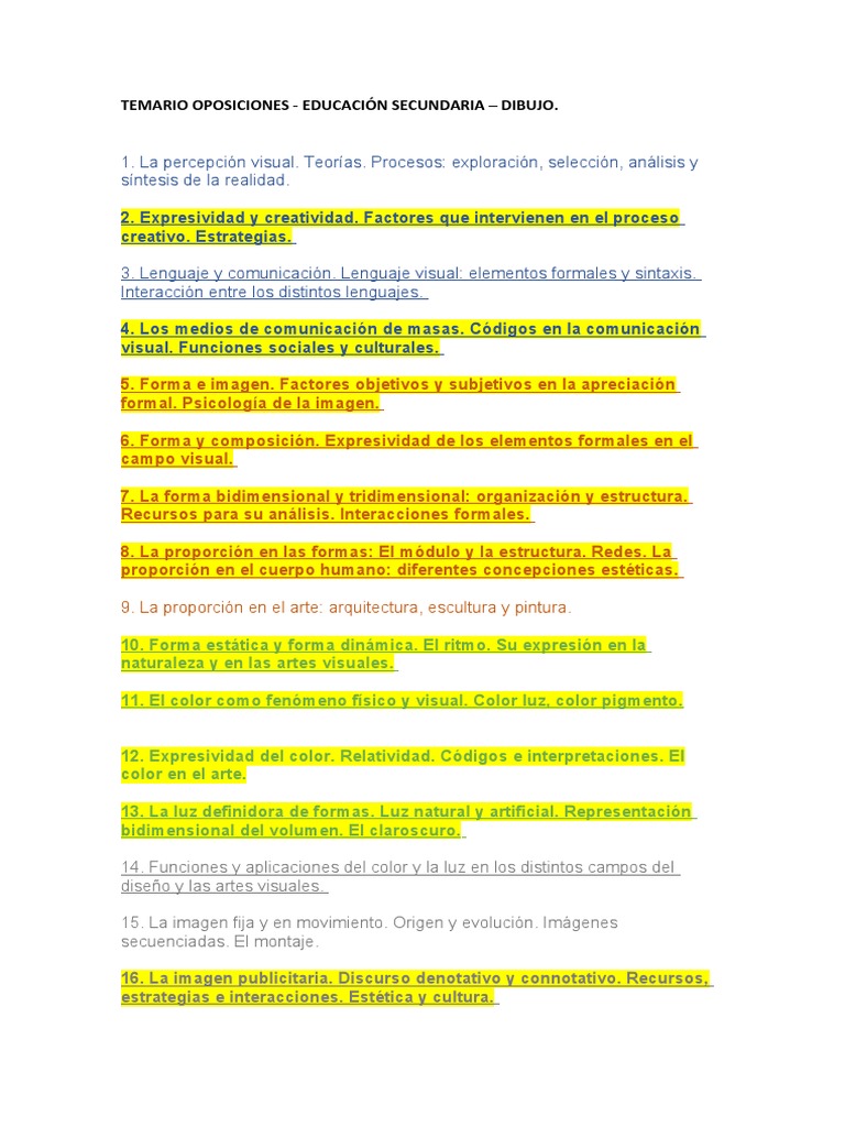 Temario Dibujo | Descargar gratis PDF | Diseño | Color