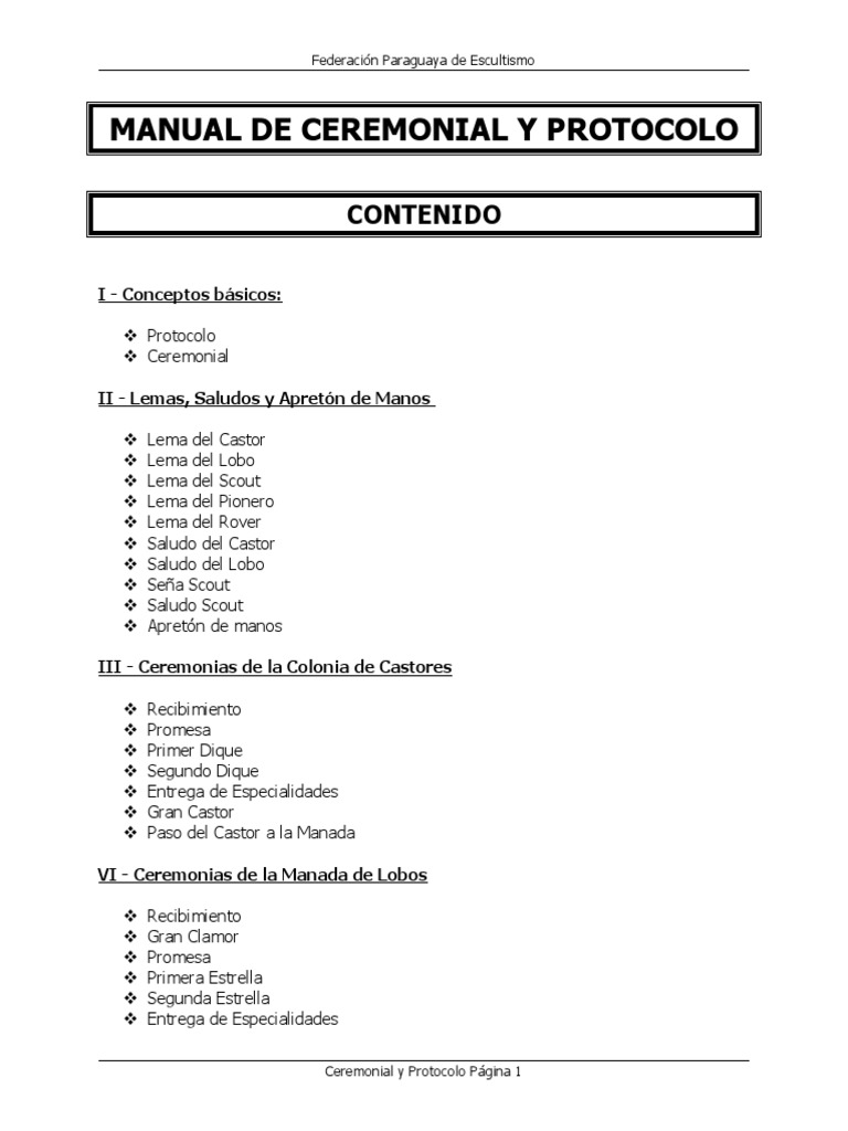 Manual de Ceremonial y Protocolo | PDF | Exploración | Organizaciones juveniles
