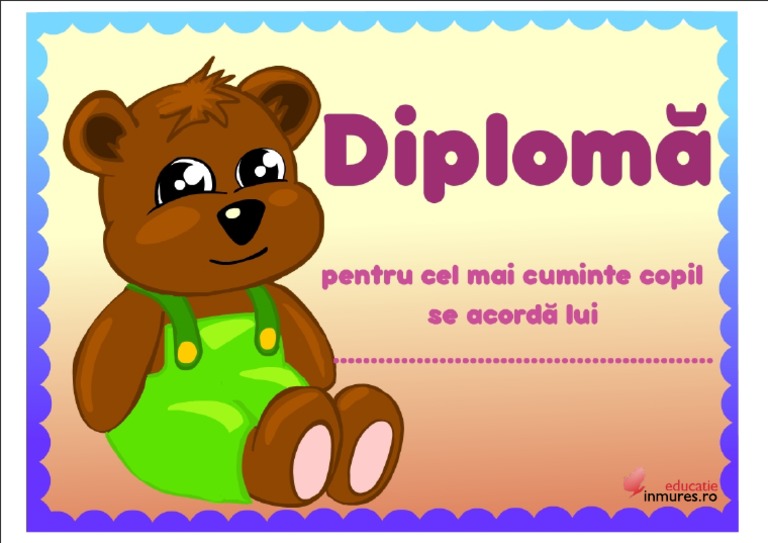 Diploma Pentru Cel Mai Cuminte Copil | PDF