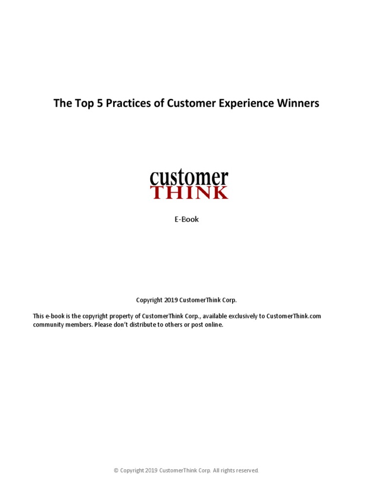 CustomerThink Top 5 Practices of CX Winners PDF | PDF | Customer ...