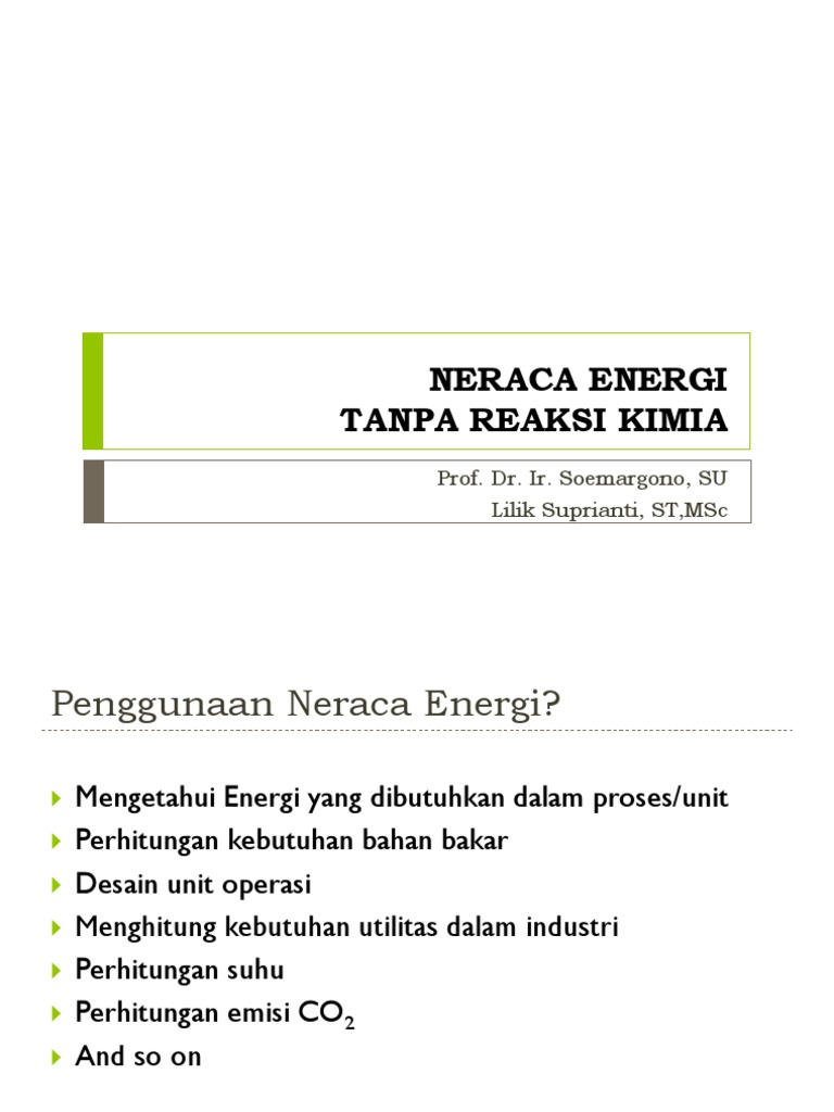 Neraca Energi Tanpa Reaksi Kimia | PDF