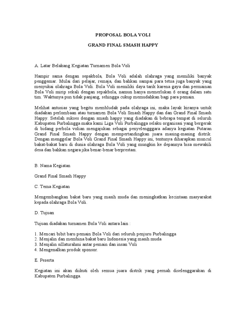 PROPOSAL BOLA VOLI Smash Happy | PDF