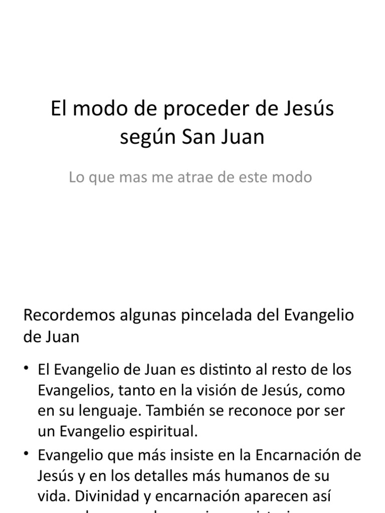 El Modo De Proceder De Jesús Según San Pdf Evangelios Divinidad