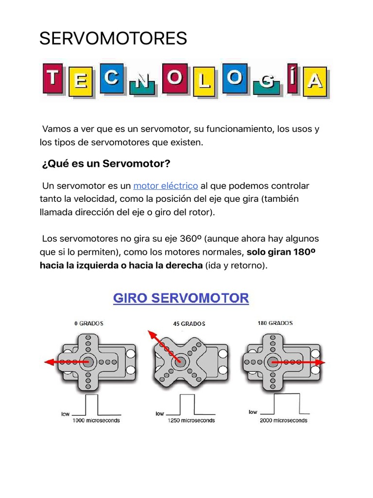 Servomotor Funcionamiento Y Tipos De Servomotores 1 Pdf Motor