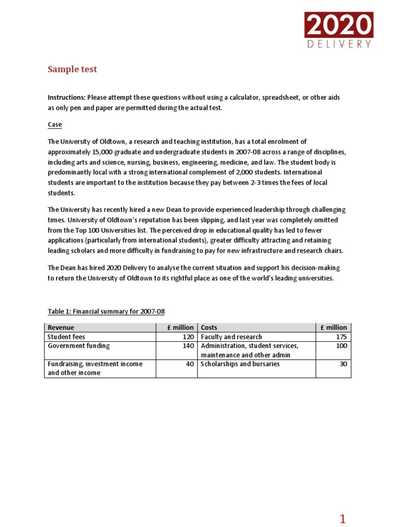 McKinsey PST Test Practice | PDF | University | Revenue