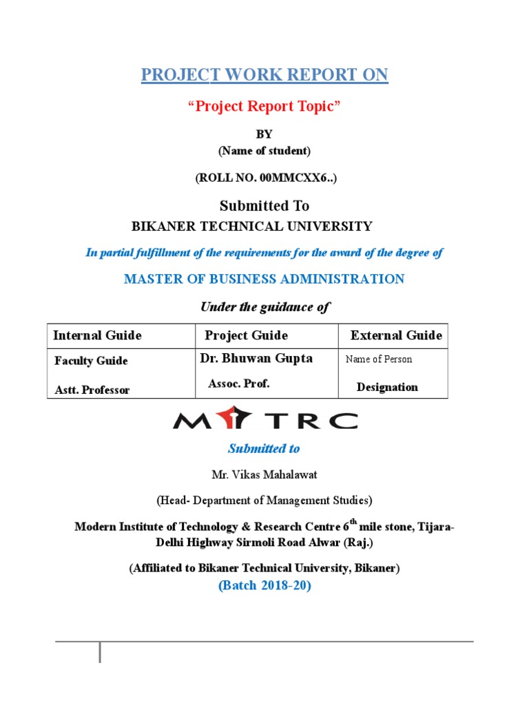 Mba 4th Sem Project Report Report Sample | Download Free PDF | Master ...