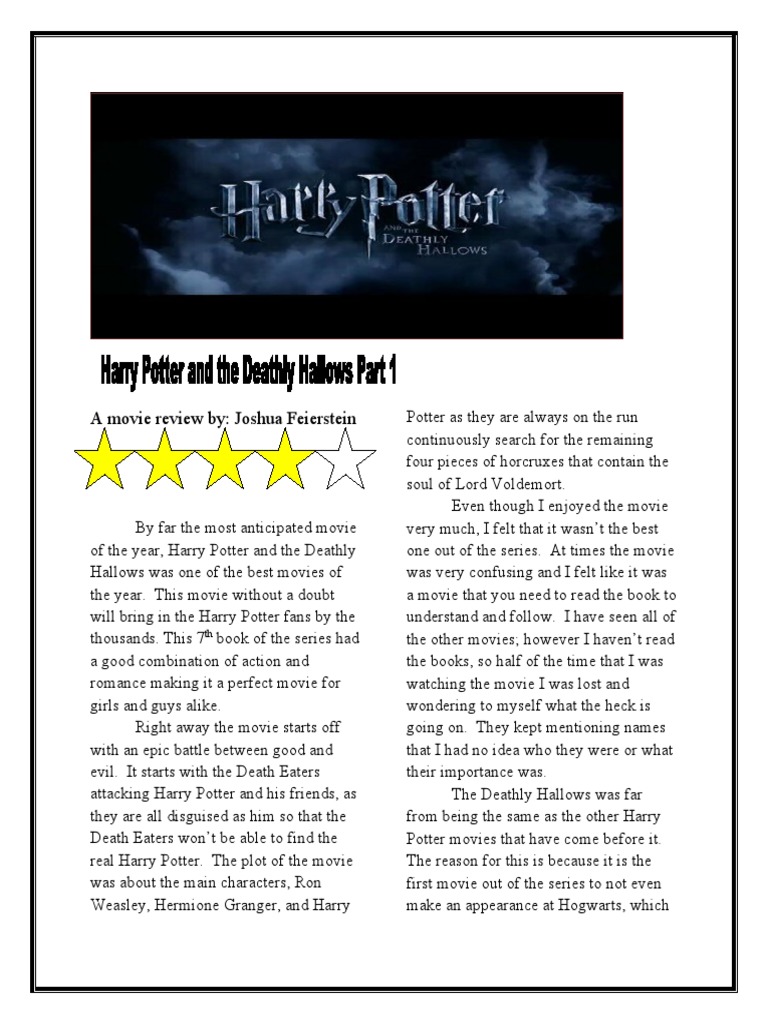 Review of Harry Potter: Deathly Hallows | PDF | Harry Potter | Fantasy ...