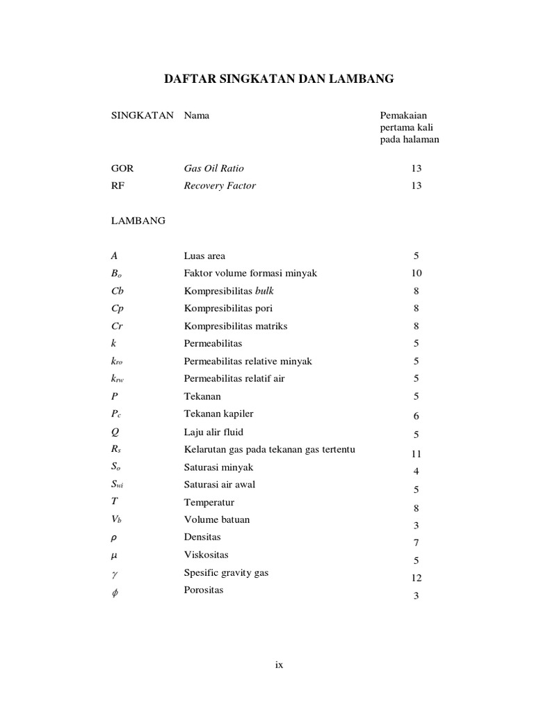 Daftar Singkatan dan Lambang Gas | PDF