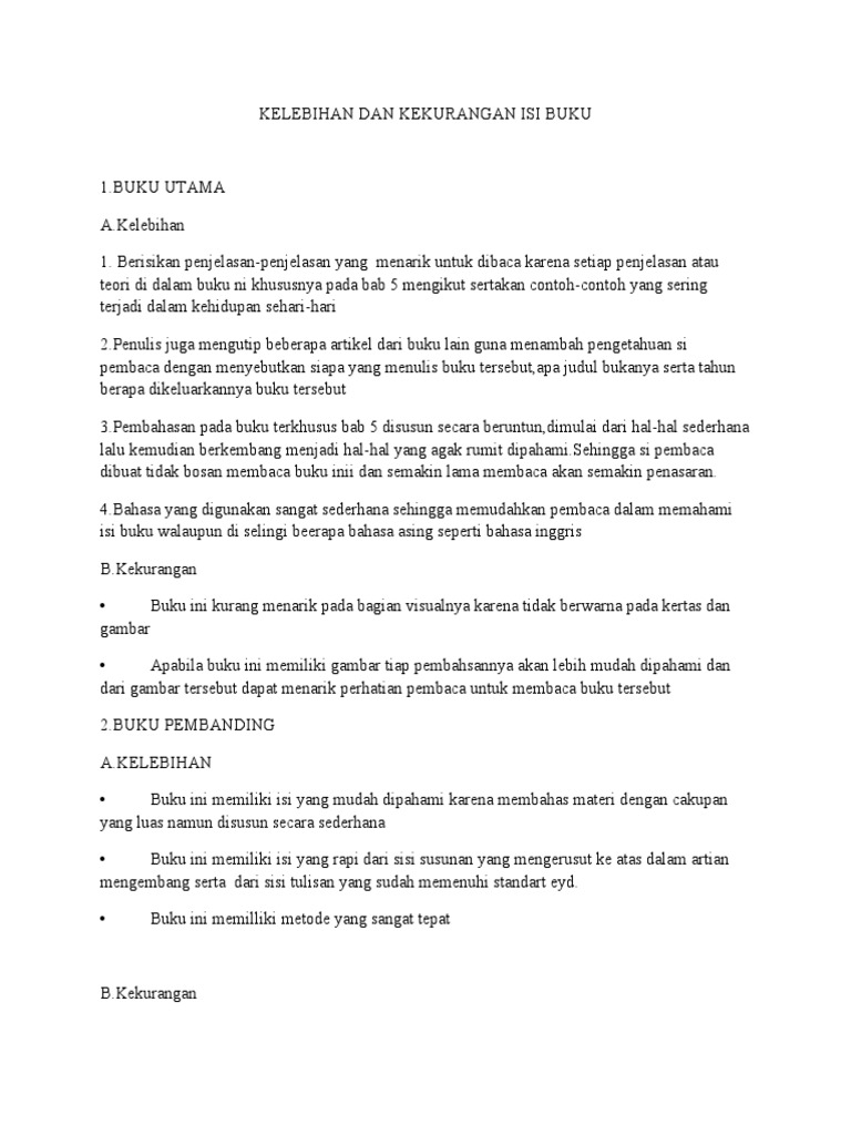 Kelebihan Dan Kekurangan Isi Buku | PDF