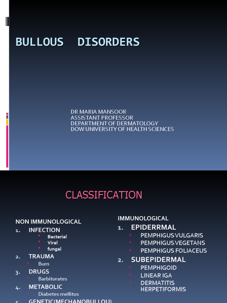 BULLOUS DISORDER (4th Yr) | PDF | Integumentary System | Epidemiology
