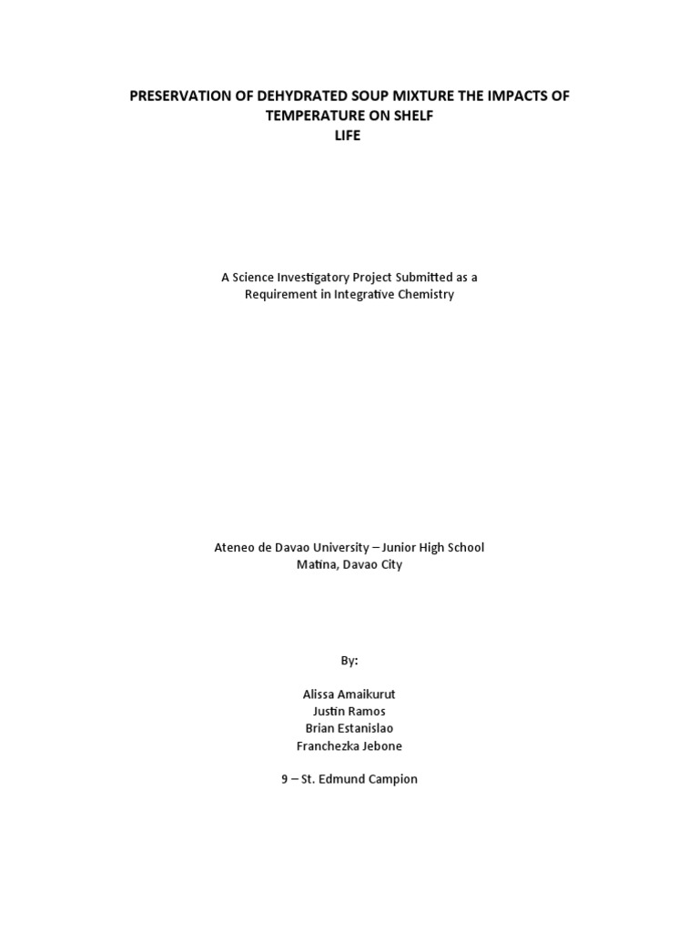 Science Investigatory Project Sample | PDF | Shelf Life | Vegetables