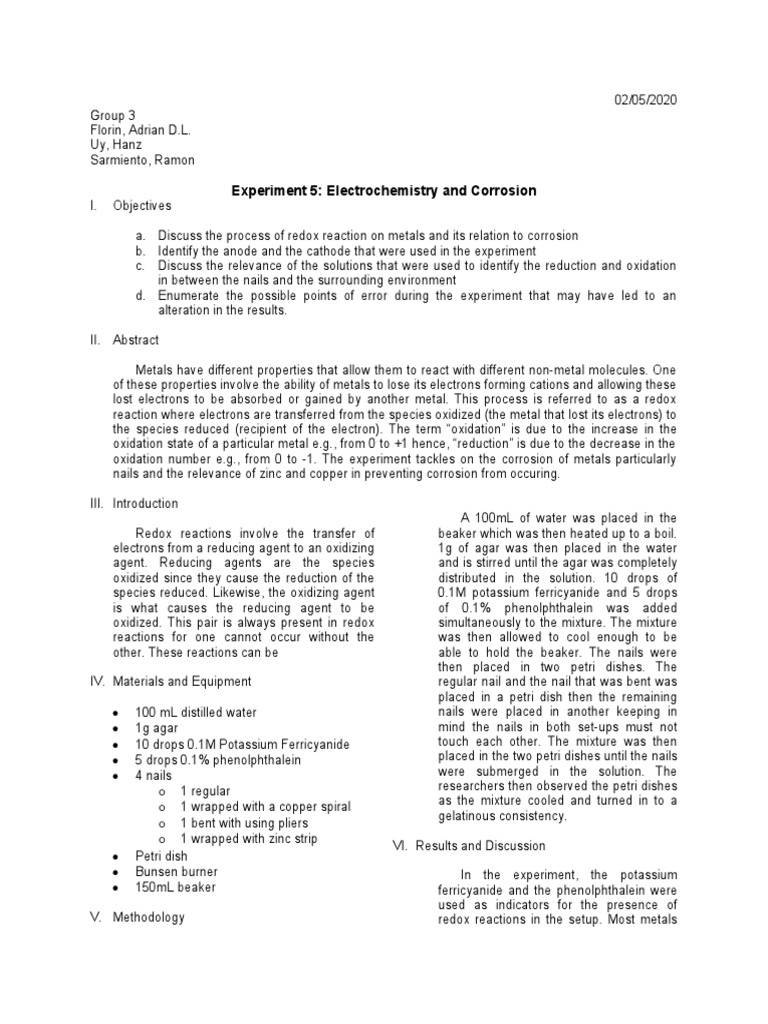 Lab Report (Experiment 5) | PDF | Redox | Titration
