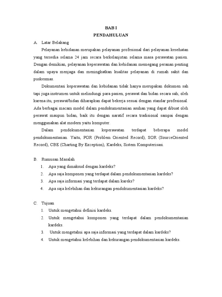 Pendokumentasian Kardeks dalam Kebidanan | PDF
