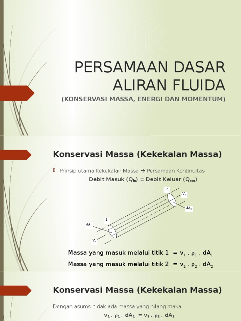 PERSAMAAN DASAR ALIRAN FLUIDA (Contoh Soal) | PDF
