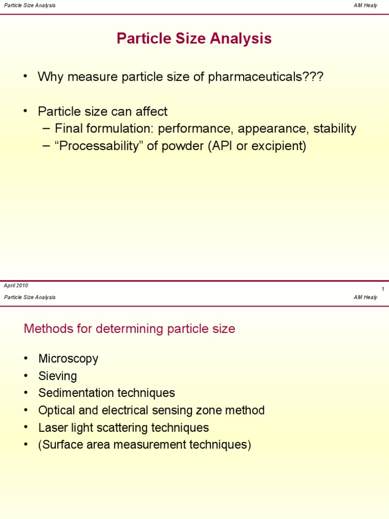 Particle Size PPT | PDF | Microscopy | Particle Size Distribution