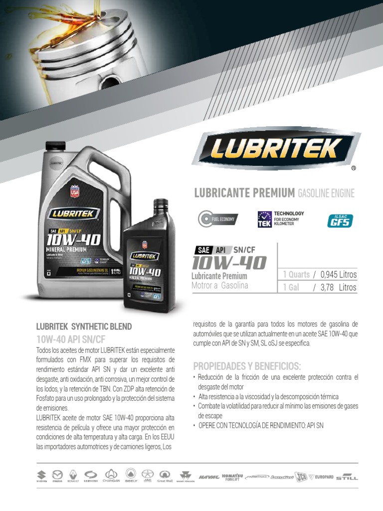 10W 40 Mineral PDF | PDF | Lubricante | Ciencias fisicas