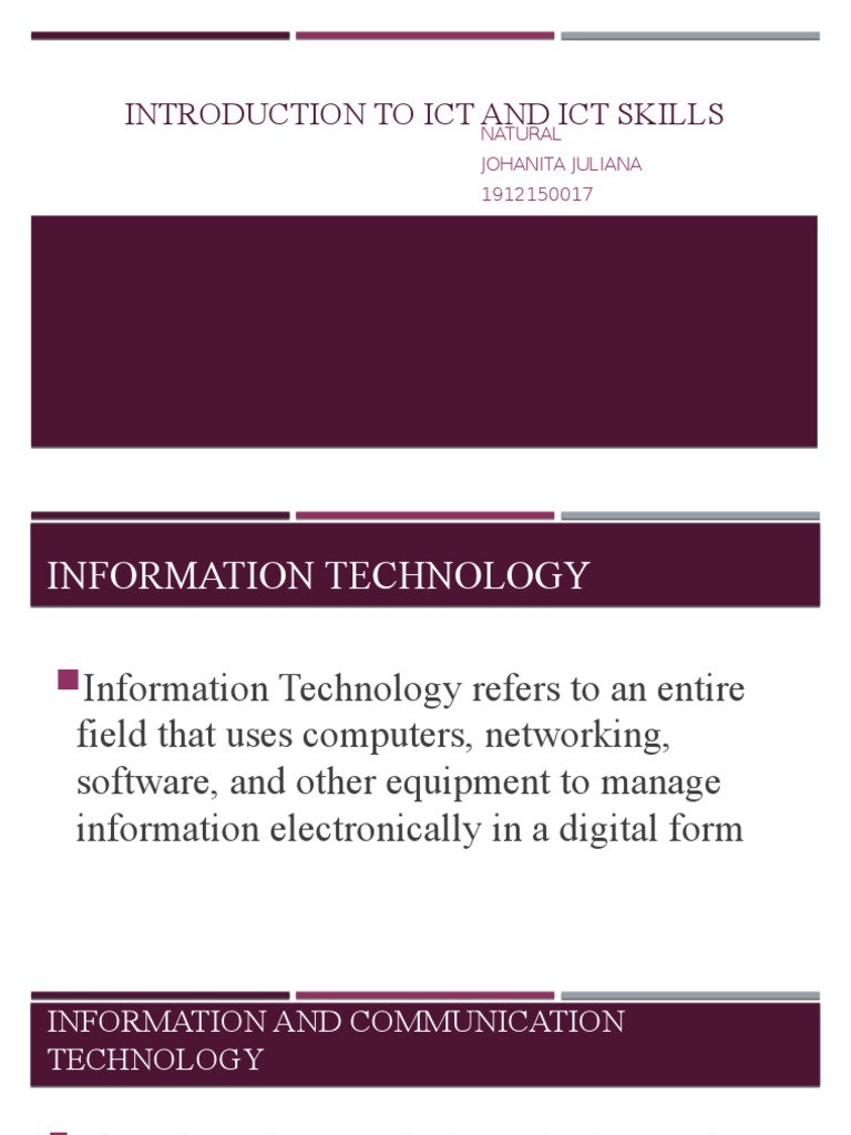 Introduction to ICT and Skills Overview | PDF | Information Technology ...