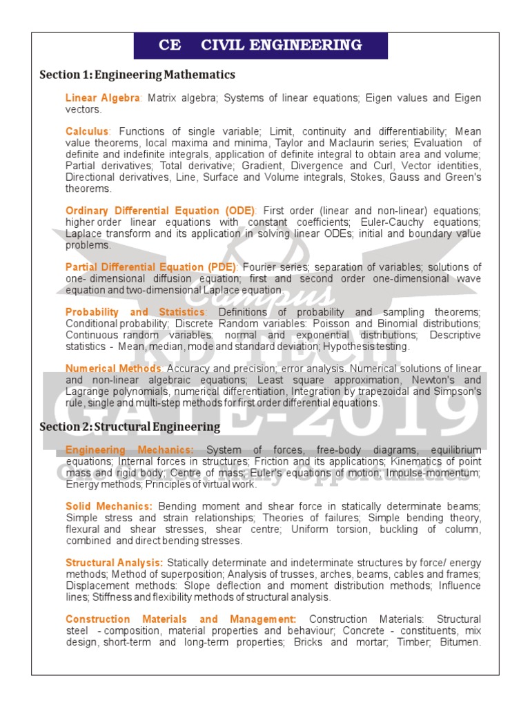 Gate Syllabus Civil Engineering PDF | PDF | Ordinary Differential ...