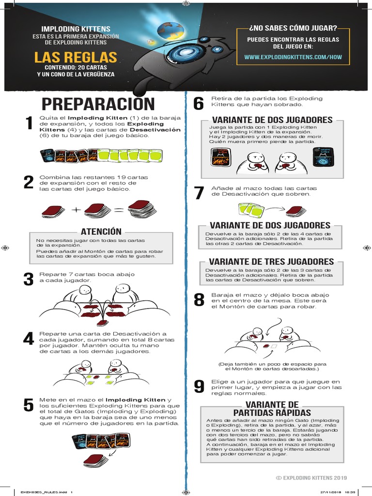 Imploding-Kittens Rules ES PDF | PDF | Juego de azar | Ocio