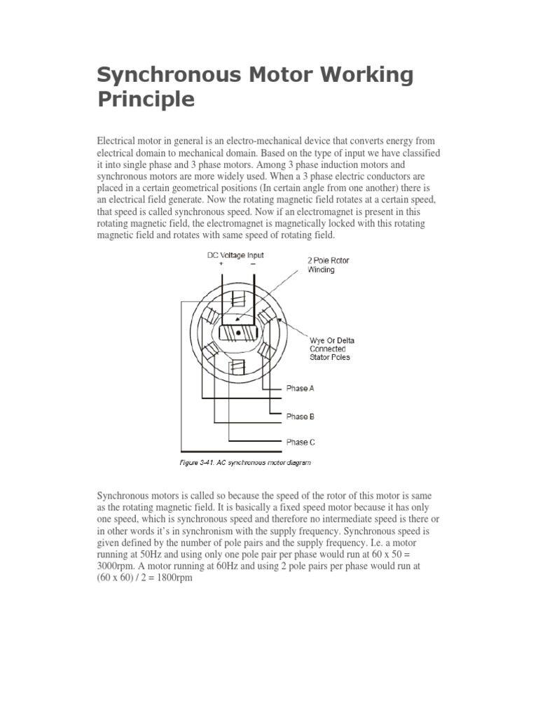 Synchronous Motor Working Principle Explained | PDF | Electric Motor ...