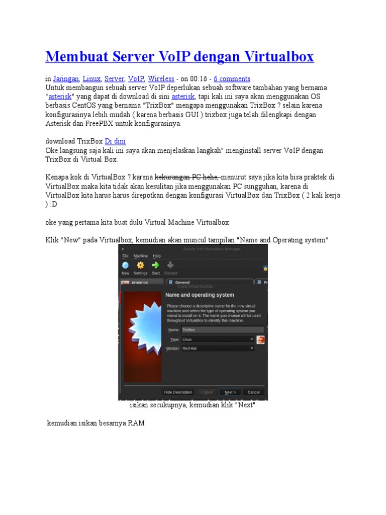 Membuat Server Vo IP Dengan Virtualbox | PDF